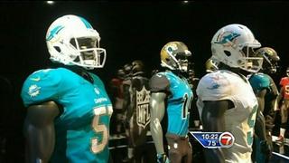 New uniforms, logo unveiled by Dolphins - WSVN 7News | Miami News ...