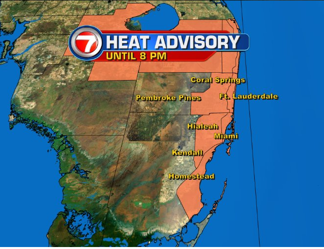 Heat advisory issued for several South Florida cities until 8 p.m. - WSVN 7News | Miami News ...