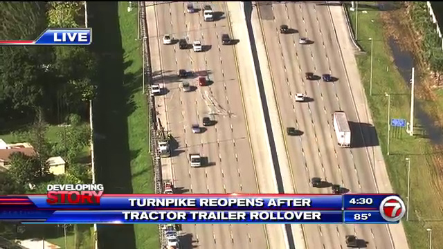 Southbound Turnpike lanes in Plantation reopen after overturned truck ...