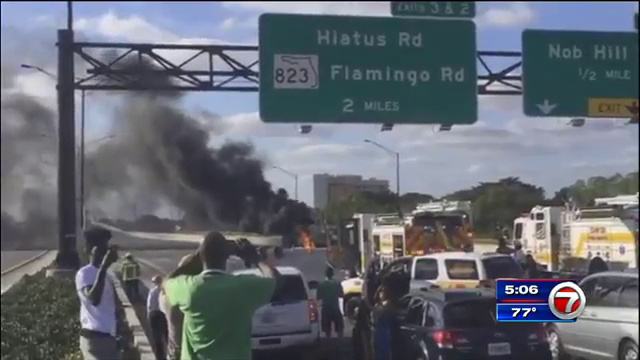I-595 reopens in Davie after fuel tanker fire - WSVN 7News | Miami News ...