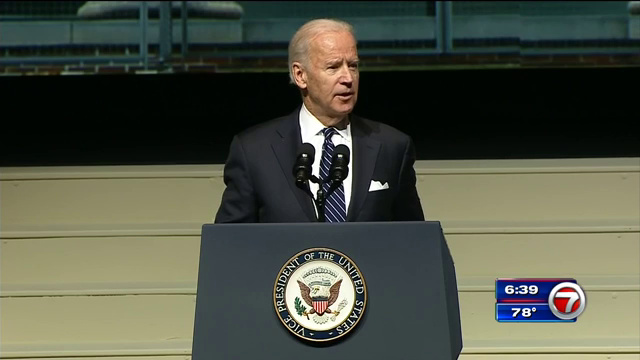 ‘Run Joe Run’ signs greet Biden at firefighters’ speech - WSVN 7News ...