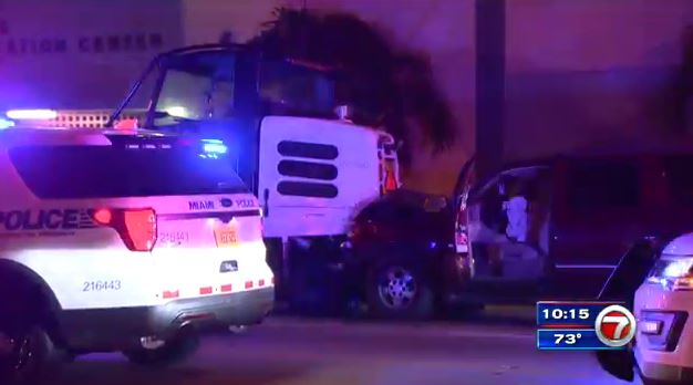 SUV crashes into street sweeper, 1 hospitalized - WSVN 7News | Miami ...