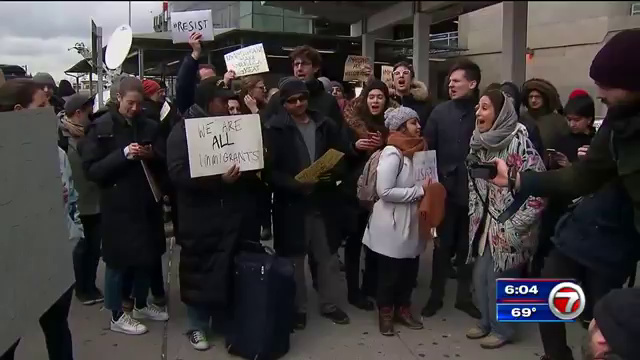 Protests erupt at airports following Trump travel ban - WSVN 7News ...