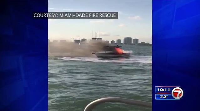 Small boat catches fire near Dinner Key Channel - WSVN 7News | Miami ...