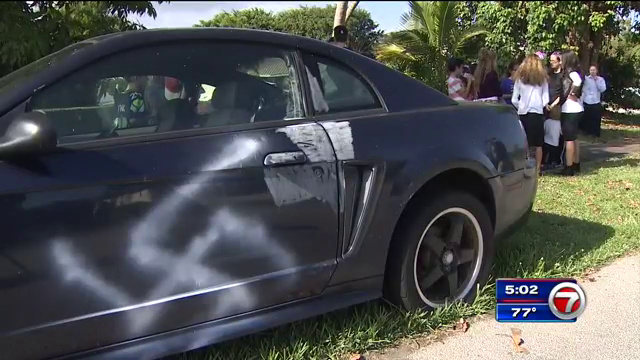 Swastika spray-painted on car in Boca Raton Jewish community - WSVN ...