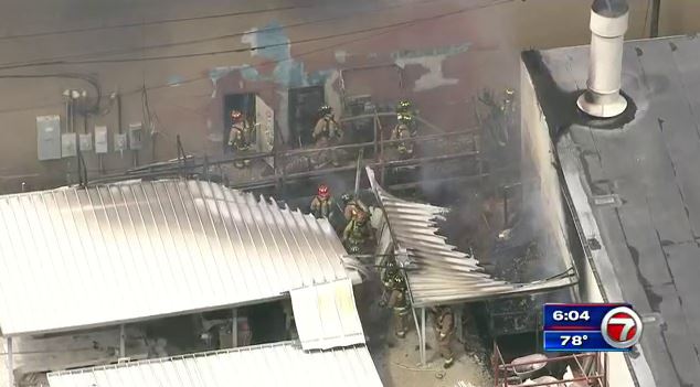 Crews put out fire at Hollywood auto body shop - WSVN 7News | Miami ...