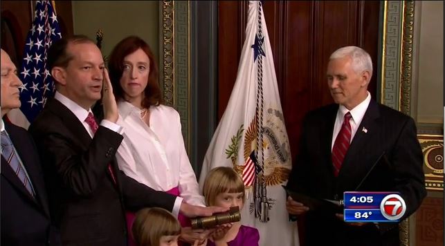 Alex Acosta sworn in as US labor secretary – WSVN 7News | Miami News ...