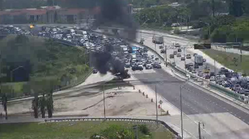 Truck fire partially shuts down I-95 south at Cypress Creek Road - WSVN ...