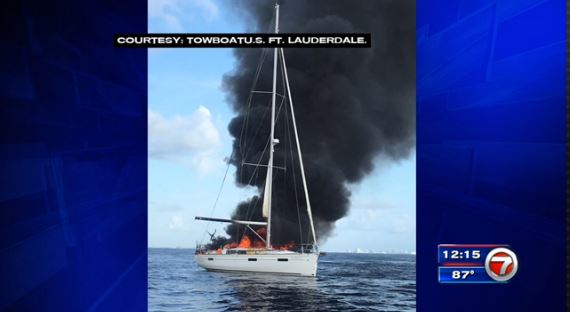 Crews respond to sailboat fire off Haulover - WSVN 7News | Miami News ...