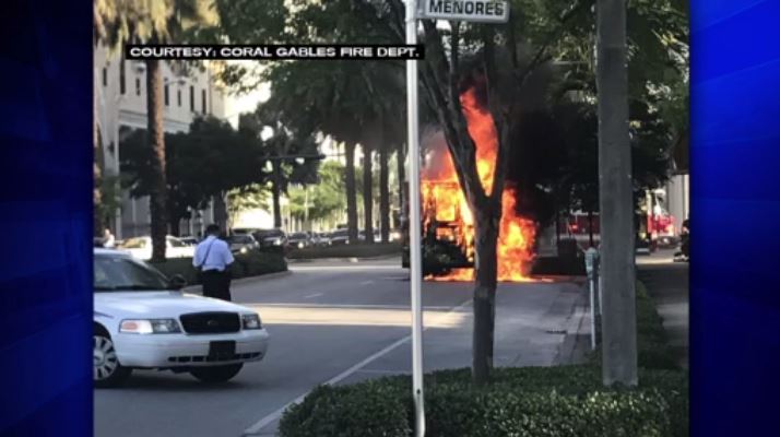 Driver OK after Coral Gables trolley catches fire - WSVN 7News | Miami ...