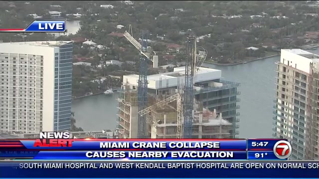 2 buildings in Miami evacuated after partial collapse of crane - WSVN ...