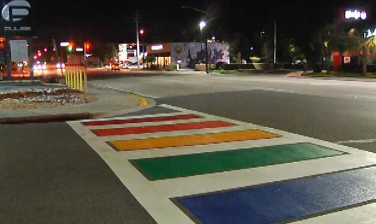 Rainbow crosswalk painted outside Pulse Nightclub in honor of shooting ...