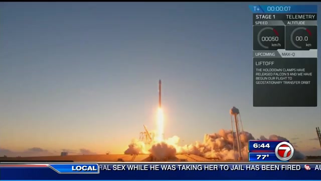 SpaceX launches communications satellite, lands booster - WSVN 7News ...