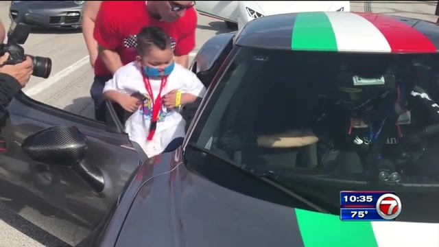 Children battling serious illnesses ride exotic cars at Homestead-Miami ...