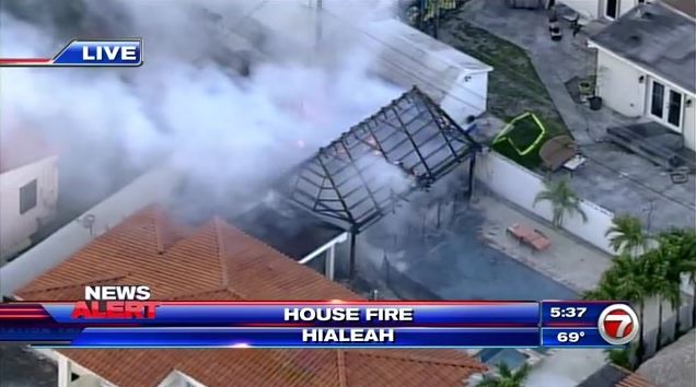 Tiki hut burns down in Hialeah home’s backyard - WSVN 7News | Miami ...