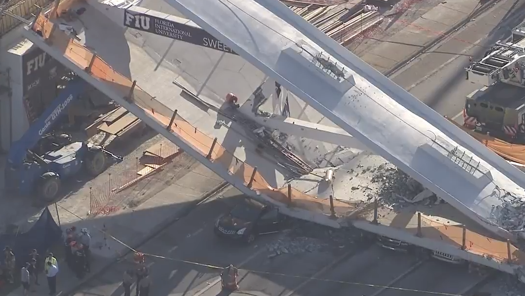Collapsed bridge near FIU causes traffic concerns - WSVN 7News | Miami ...