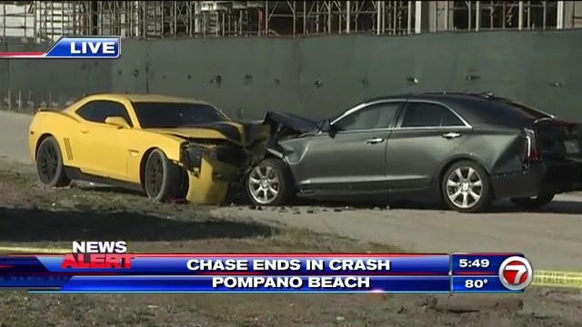 Police chase ends in crash in Pompano Beach - WSVN 7News | Miami News ...