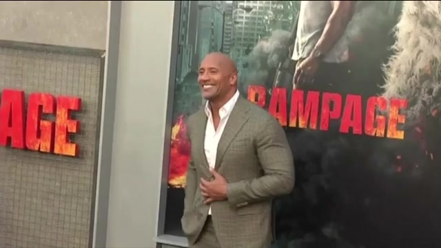 Dwayne Johnson rocks black carpet at ‘Rampage’ world premiere - WSVN ...