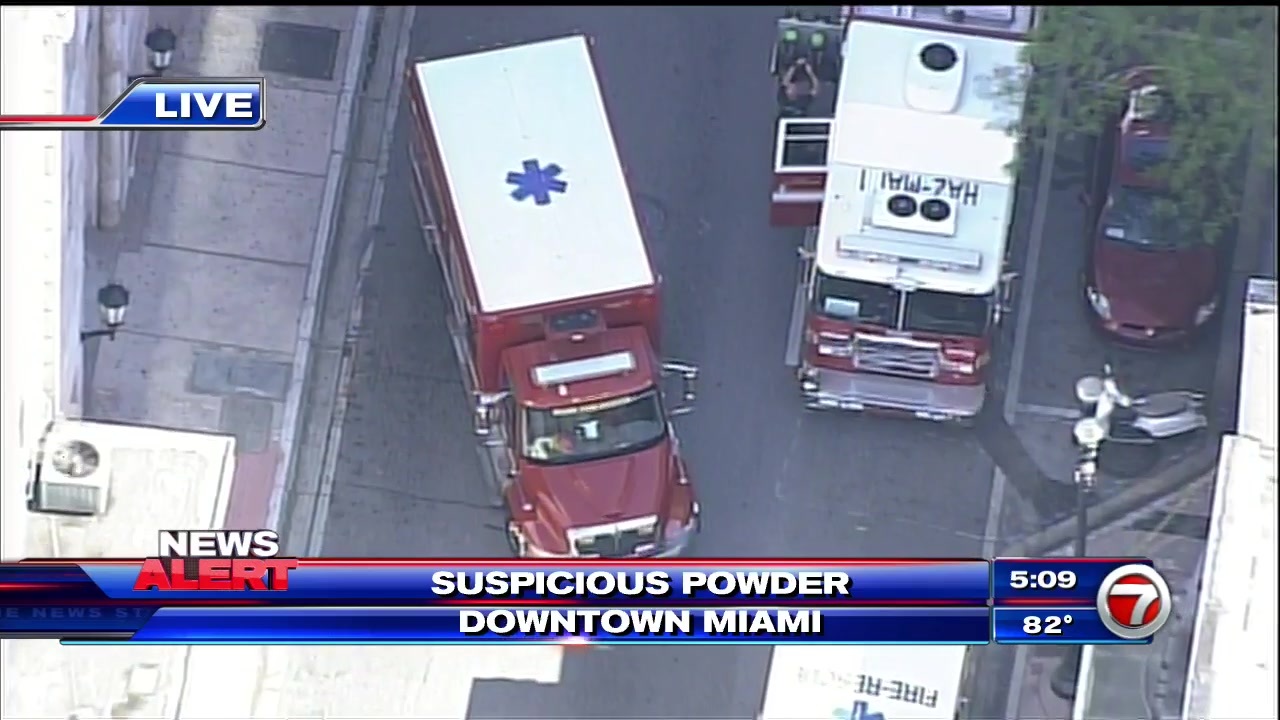 Downtown Miami building evacuated after suspicious white powder found ...