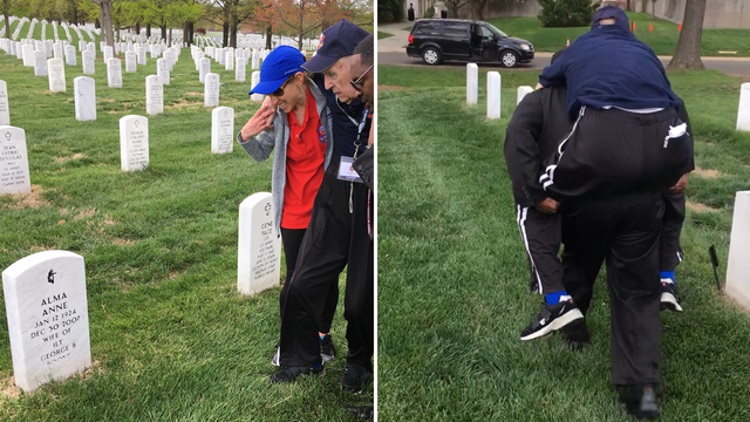 Arlington National Cemetery worker carries WWII veteran to his wife’s ...