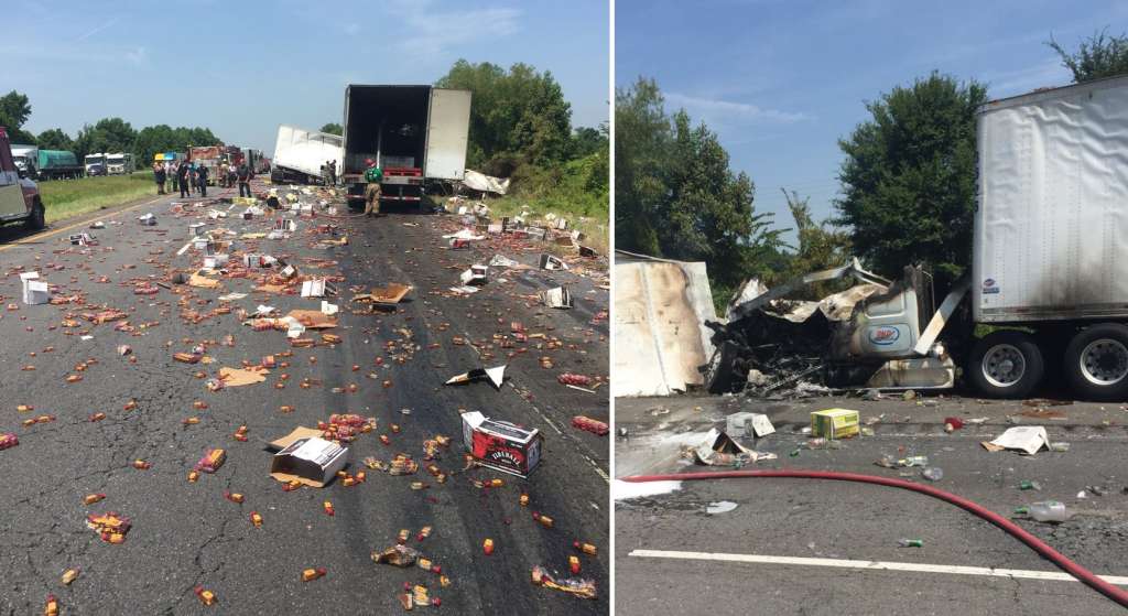 Trucks collision in Arkansas causes fire and spills Fireball - WSVN ...