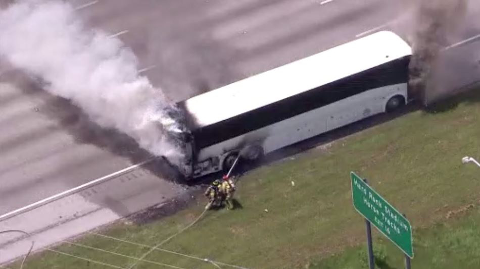 Tour bus fire creates heavy delays on northbound I-95 near Ives Dairy ...
