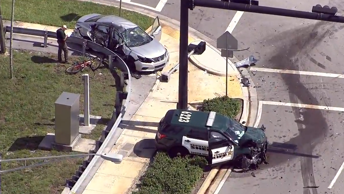 2 hospitalized after car, BSO SUV crash in Cooper City - WSVN 7News ...
