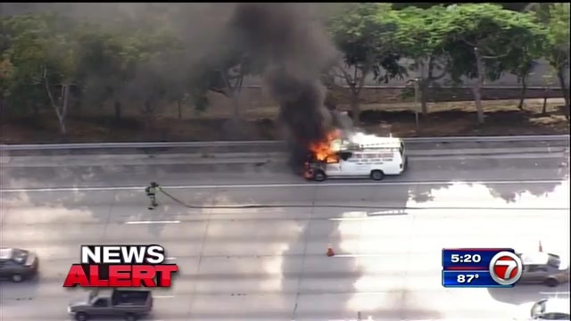 Crews put out van fire on I-95 near SR 836 in Miami – WSVN 7News ...