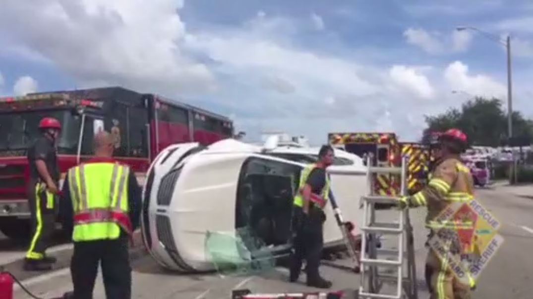 2 hospitalized after rollover crash near Fort Lauderdale - WSVN 7News | Miami News, Weather ...