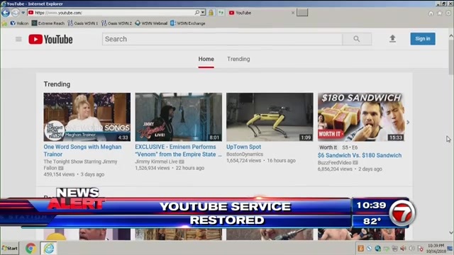 YouTube goes down for more than an hour - WSVN 7News | Miami News ...