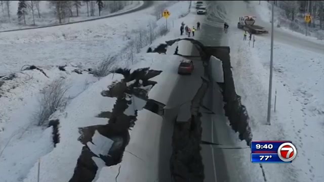 Collapsed Alaska highway ramp reopens days after quake - WSVN 7News ...