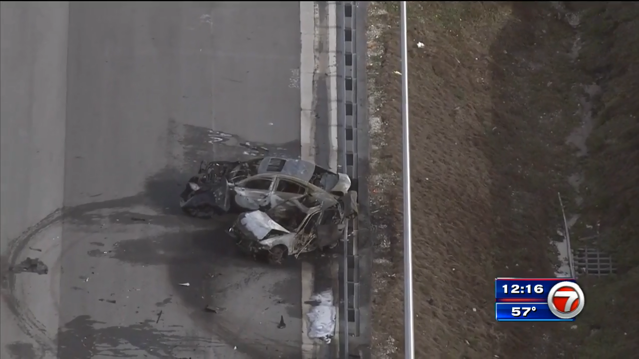Teen killed, 2 injured after cars catch fire on I-95 in Deerfield Beach - WSVN 7News | Miami ...