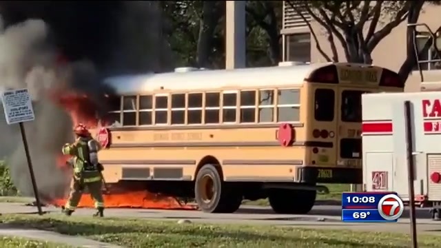 School bus driver evacuates 16 children after bus catches fire in ...