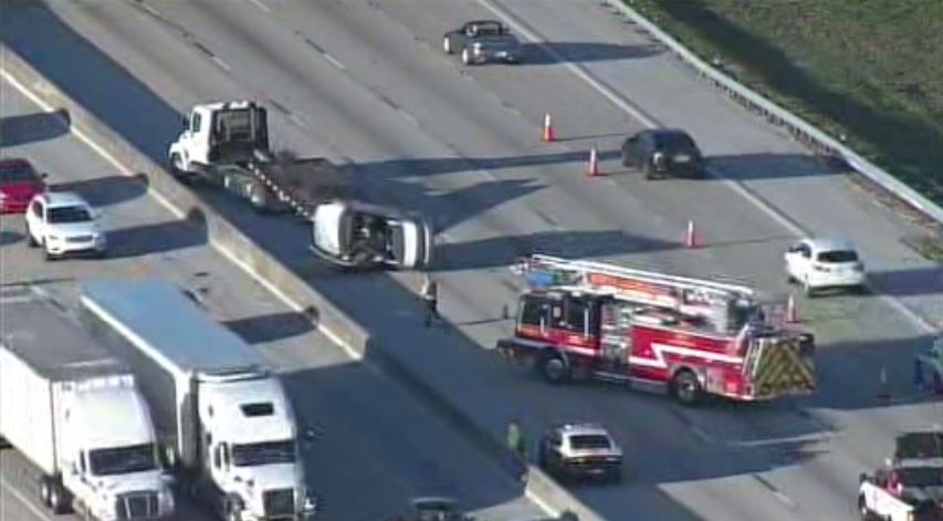 Rollover crash on Turnpike backs up traffic for miles - WSVN 7News | Miami News, Weather, Sports ...