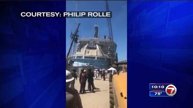 Construction crane falls onto cruise ship in Bahamas - WSVN 7News ...
