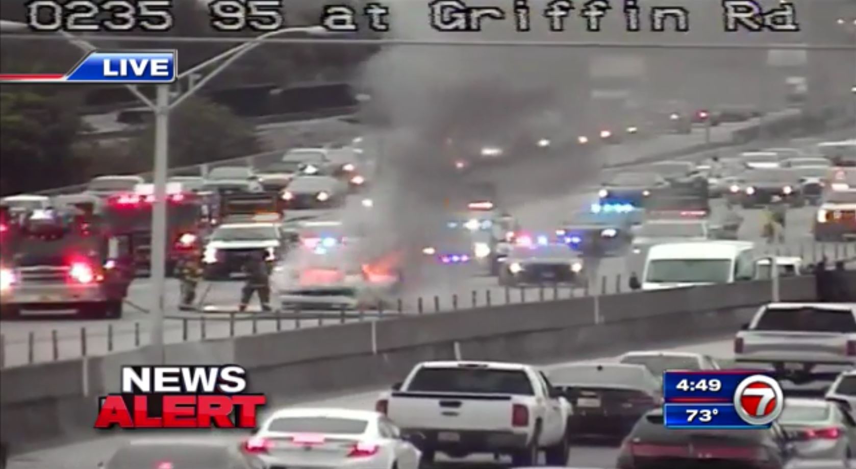 I-95 southbound reopens in Dania Beach after burnt car towed away ...