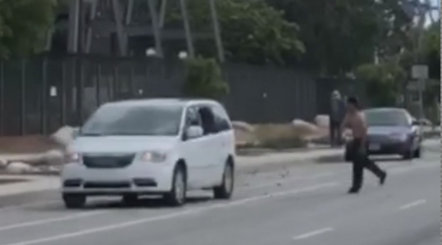 Witnesses restrain man throwing rocks through vehicle windows - WSVN ...