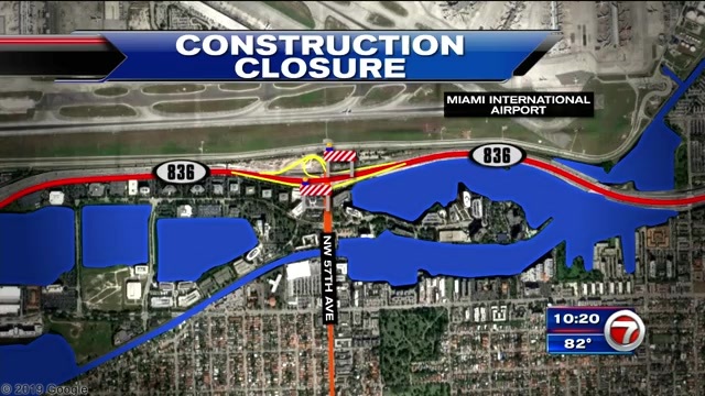 Dolphin Expressway closed at NW 57th Ave. for construction - WSVN 7News ...