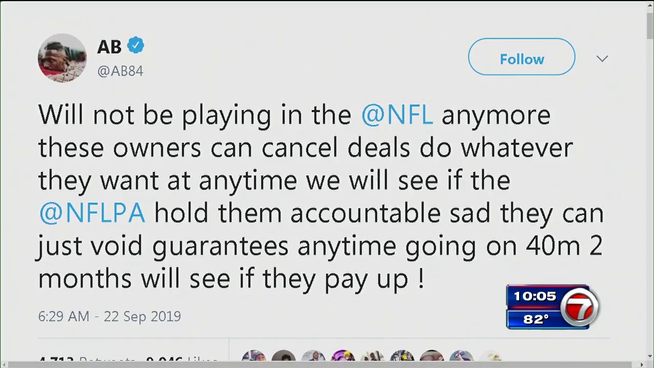 In Cryptic Tweet Antonio Brown Appears To Retire From Nfl Wsvn 7news