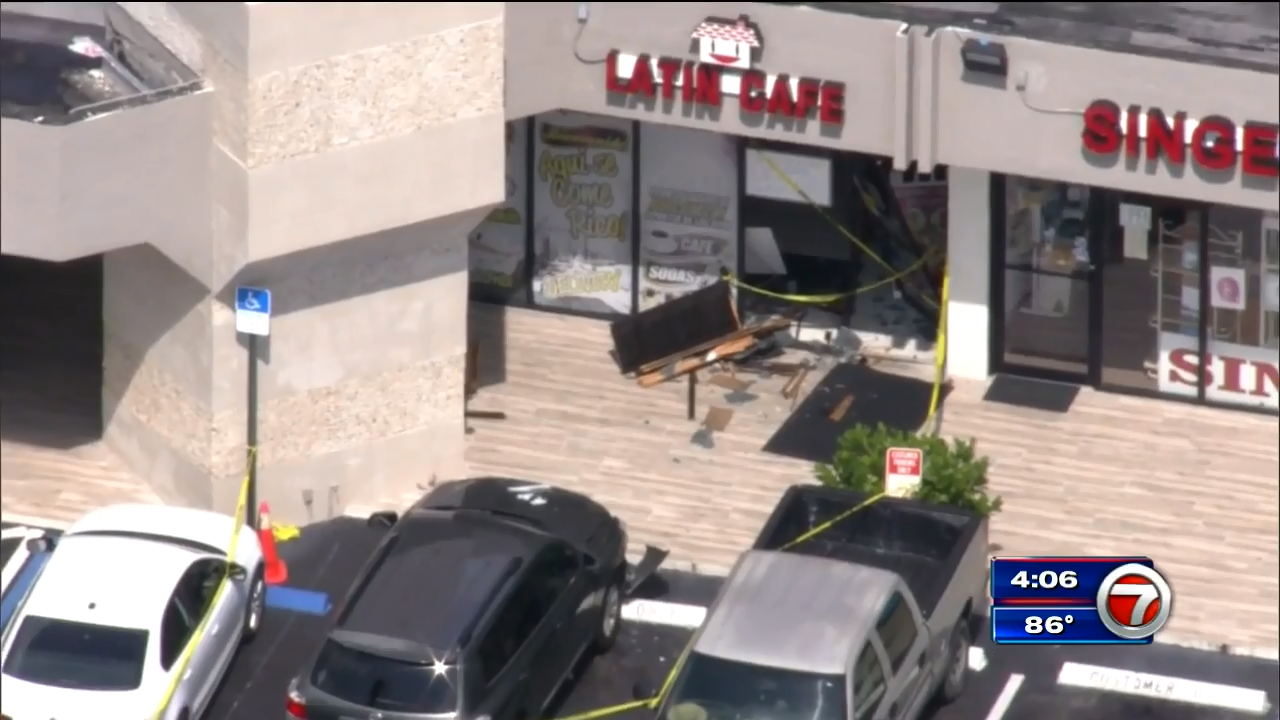 Car crashes into Latin Cafe in SW Miami-Dade - WSVN 7News | Miami News ...