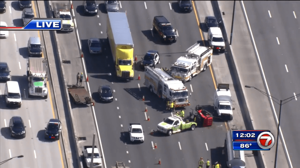 WB I-595 lanes reopen following crash involving fuel tanker in Davie ... WB I-595 lanes reopen following crash involving fuel tanker in Davie ...
