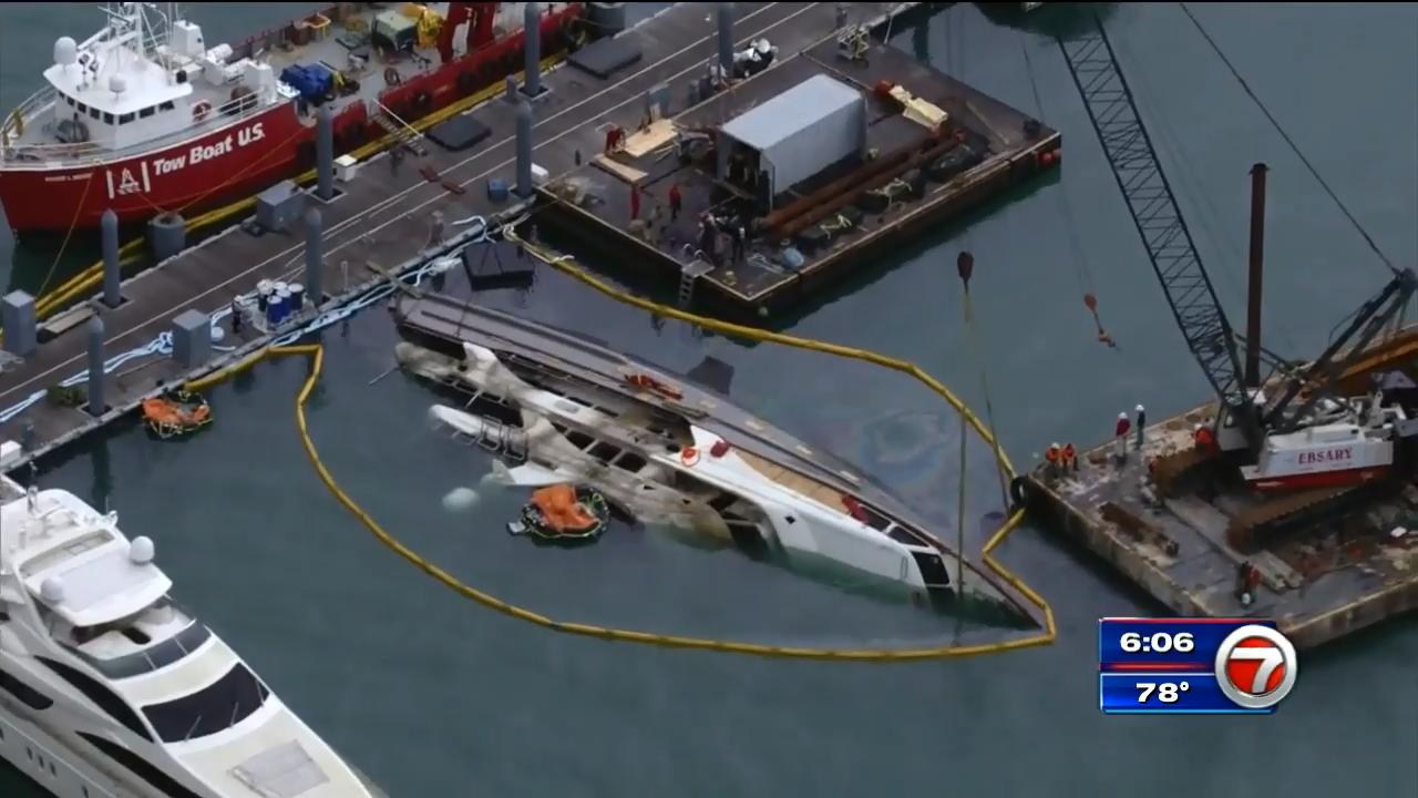 Preparations underway to move capsized yacht from Watson Island - WSVN ...