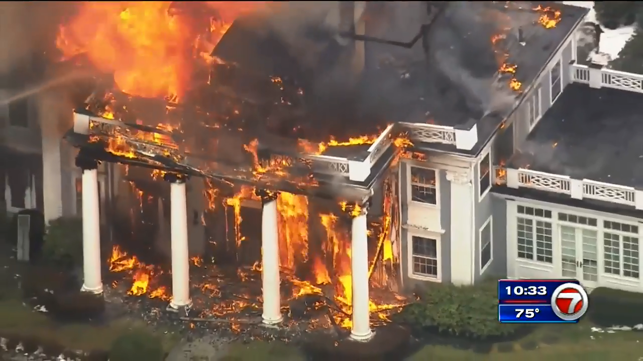 Flames consume mansion as crews struggle to get water on it - WSVN ...