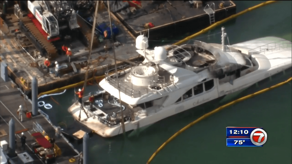 Salvage crews work to remove Marc Anthony’s capsized yacht – WSVN 7News ... Salvage crews work to remove Marc Anthony’s capsized yacht – WSVN 7News ...