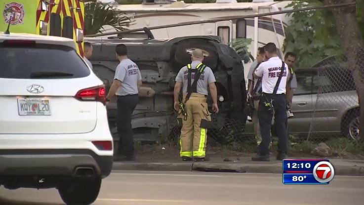 Rush hour crash traps driver in NW Miami-Dade - WSVN 7News | Miami News ...