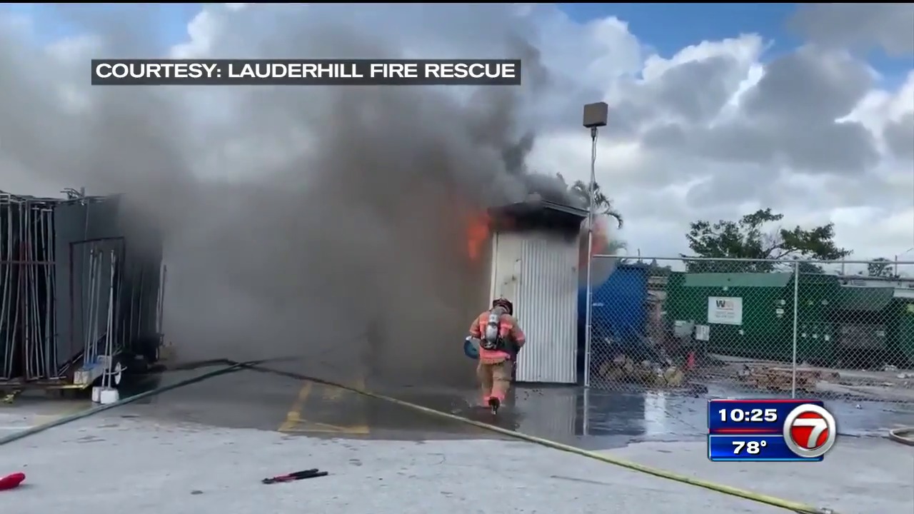 Firefighters extinguish blaze at Lauderhill storage shed - WSVN 7News ...
