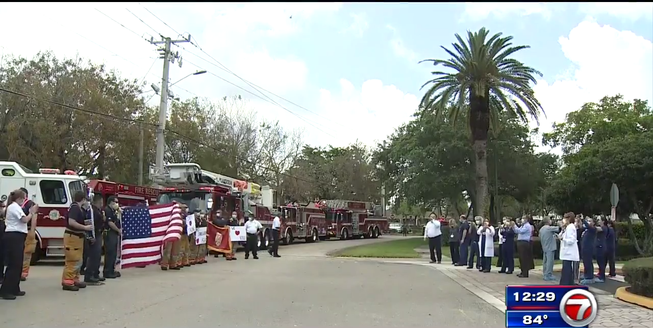 Plantation Fire Rescue crews salute healthcare workers on COVID-19 ...