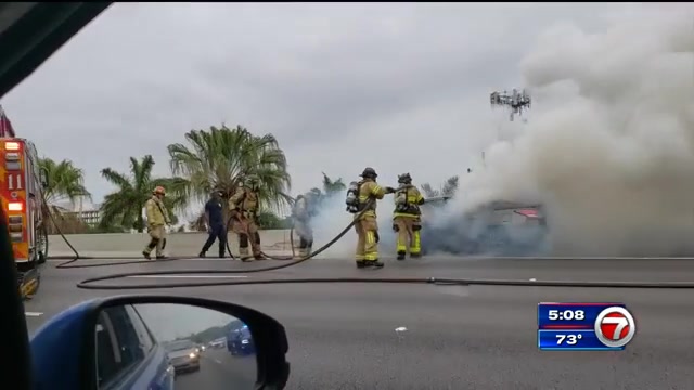 Crews extinguish car fire on SR 836 in Miami - WSVN 7News | Miami News ...
