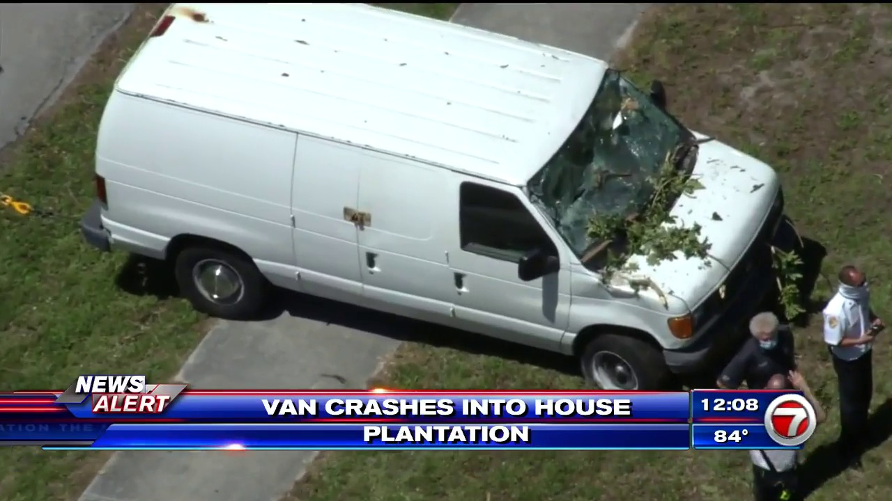 Driver transported after van crashes into Plantation home - WSVN 7News ...