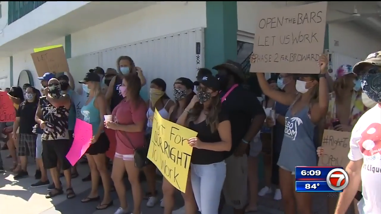 Broward bar owners hold rally in Fort Lauderdale to reopen businesses ...